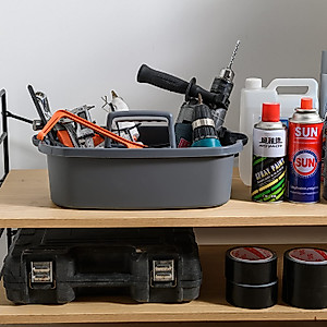 NINU Large Cleaning Supplies Caddy with Handle, Plastic Storage Organizer, Cleaning Basket for Cleaning Products, Bathroom, Bedroom, Kitchen, College Dorm, Garden, Garage, Under Sink Tool (Gray)