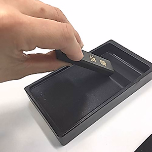 Japanese calligraphy set 9 parts | Shodo calligraphy pen (three brushes) and paper, inkstone and ink stick, non slip underlay, Paperweight, with clear case (Dark Blue edge/Clear case)