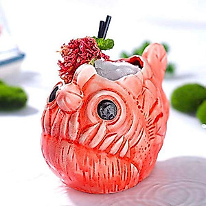 chongjian Tiki Mugs Cocktail,Ceramic Tiki Mug for Exotic Cocktail Glasses,Tiki Bar Professional Hawaiian Party Barware - Great Home Bar Present idea(710ML24ounce)