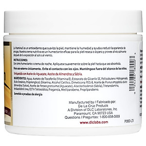De La Cruz Vitamin E Cream Moisturizer for Face and Neck - Moisturizing Skin Care for All Skin Types - Made in USA