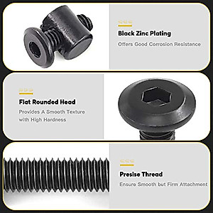 Mardatt M6 x 15mm 50PCS Black Zinc Plated Hex Socket Cap Bolts and Barrel Nuts Cross Dowel Replacement for Beds Chair Table Desk Furniture