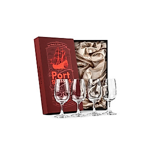 GLASSIQUE CADEAU Port and Dessert Wine, Sherry, Cordial, Aperitif Tasting Glasses | Set of 4 Small Crystal 7 oz Sippers | Mini Short Stem Nosing Taster Copitas