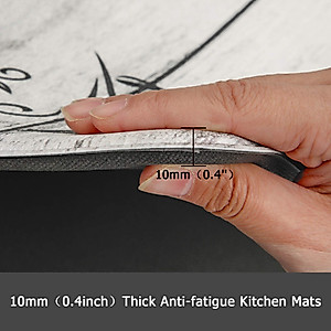 HEBE Anti Fatigue Kitchen Mat Set of 2 Non Slip Cushioned Kitchen Mats for Floor Waterproof Farmhouse Kitchen Rugs and Mats Set Comfort Standing Desk Mat Carpet for Sink,Office,Laundry