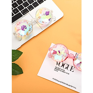 Frienda 3 Pairs Kaleidoscope Rave Glasses Festivals Goggle Rainbow Sunglass Kaleidoscope Sunglass Prism Refraction Glasses(Black, Clear, Pink)