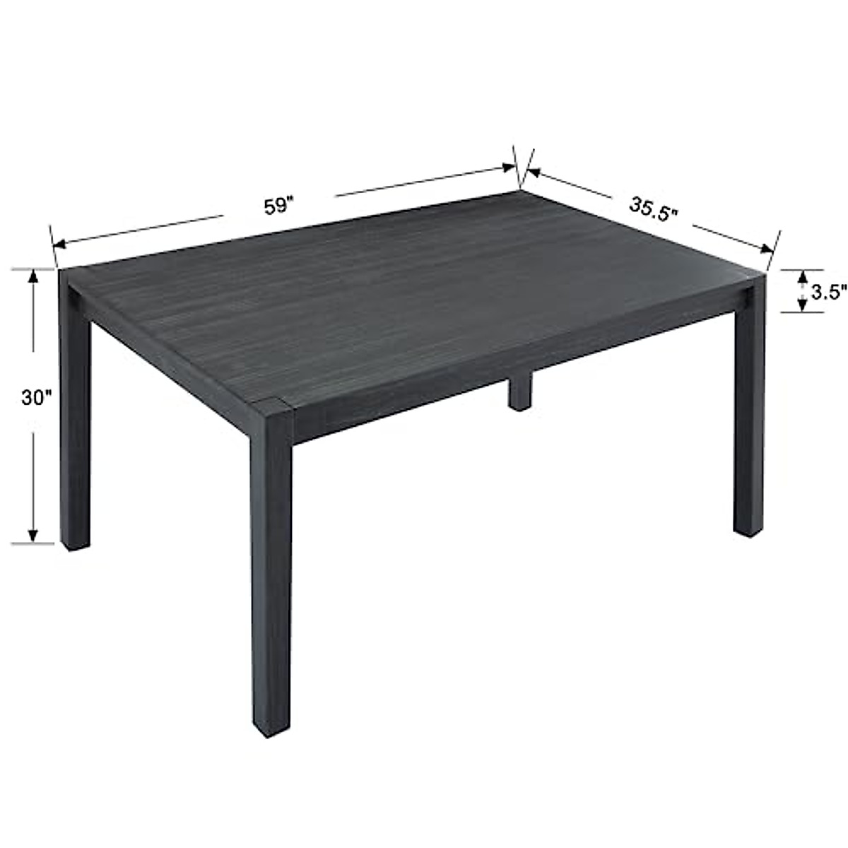 Kmax Dining Table Farmhouse Wood Kitchen Table Rectangular Table for Living Room,Dining Room,59”x35.5”x30” Inches,Black