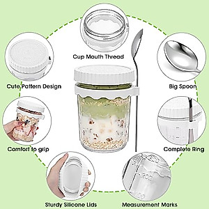 2Pack Overnight Oats Containers with Lids and Spoon,16 oz Overnight Oats Jars Glass Oatmeal Meal Prep Containers Reusable for Chia Pudding Yogurt Fruit Salad Dessert Snacks Breakfast Cereal Cups On the Go,Suitable for Home,Companies,Work and Travel