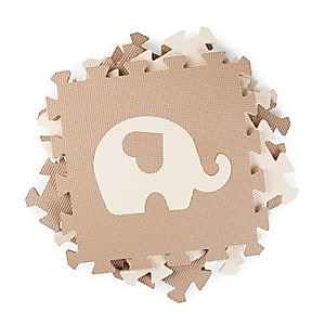 Tadpoles Baby Play Mat, Kid's Puzzle Exercise Play Mat – Soft EVA Foam Interlocking Floor Tiles, Cushioned Children's Play Mat, 16pc, Teddy and Friends, Brown, 50x50