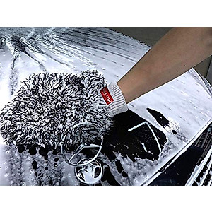Maxshine Mixed Color White & Black Microfiber Wash Mitt for Car Detailing, Home Window Cleaning