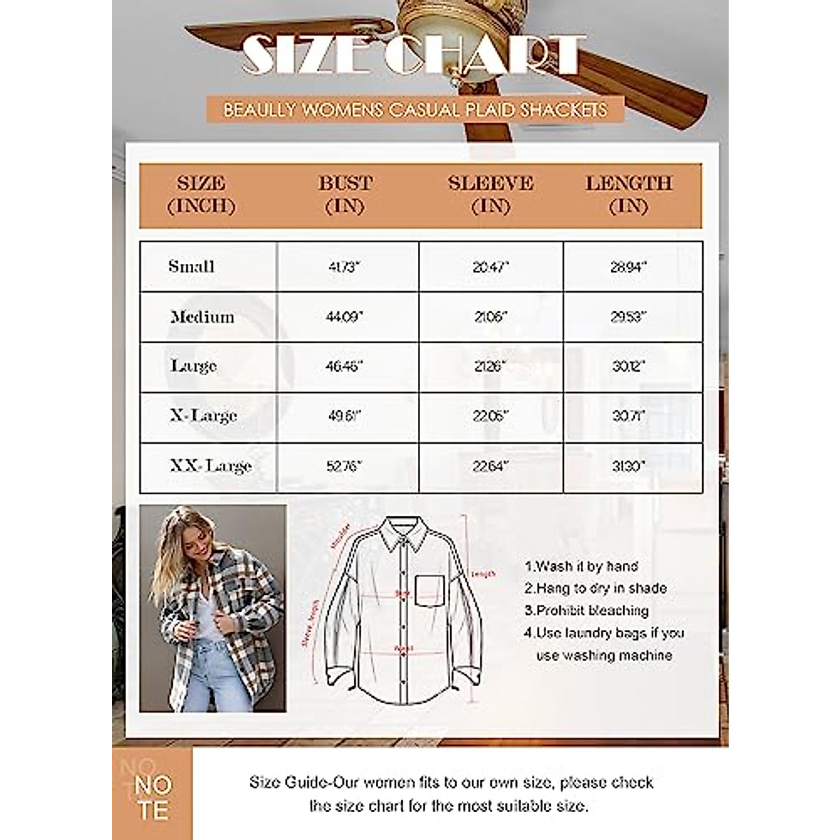 Beaully Women's Brushed Plaid Shirts Long Sleeve Flannel Lapel Button Down Pocketed Shacket Jacket Coats 6017 Khaki Medium