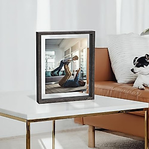 Trwcrt 8x10 Floating Picture Frame 2 Pack, Double Side Glass Picture Frames Display up to 10 x 12 Photos for Desktop or Wall Hanging, Gray