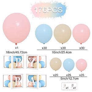 DIY Gender Reveal Party Decorations - 176pcs Pink and Blue Balloons Arch Kit, Baby Box with Letters(BABY) for Baby Gender Reveal Decor Party Supplies Boy or Girl Baby Shower Revelacion Genero Backdrop
