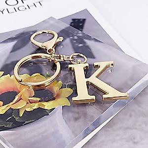 Gold Letter K Keychain for Women Men Purse Handbags Metal Alphabet Initial Letter Key Ring Keychain