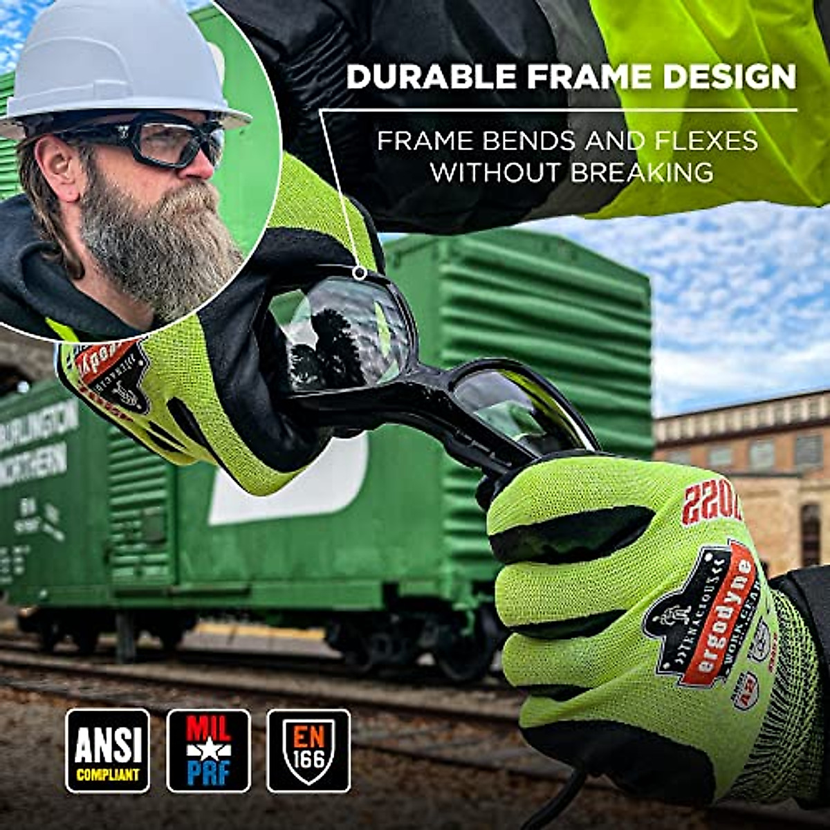 Ergodyne - 56003 Skullerz Loki Convertible Anti-Fog Safety Glasses, Clear Lens- Includes Gasket and Strap to Convert to Goggle Anti-fog Clear Lens, Black Frame