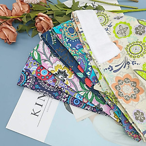 WAINIS 6 Pcs Cute Cotton Printed Working Cap with Button Sweatband Adjustable Tie Back Bouffant Hat for Women Men