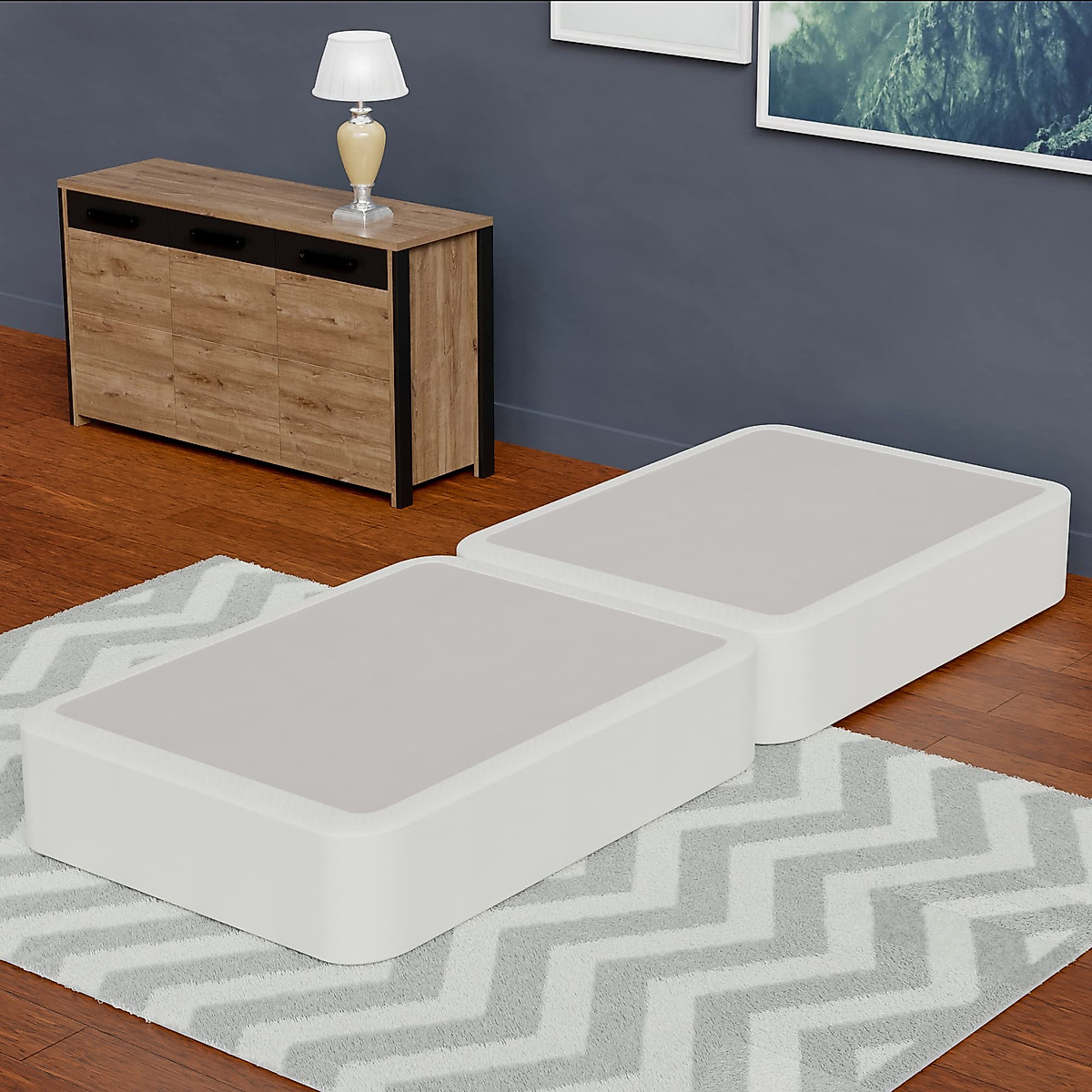 Spinal Solution 4-Inch Wood Split Low Profile Traditional Box Spring/Foundation for Mattress, Twin XL, White