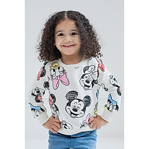 Disney Mickey Mouse Donald Duck Daisy Duck Little Girls French Terry Fashion Pullover Sweatshirt White 6