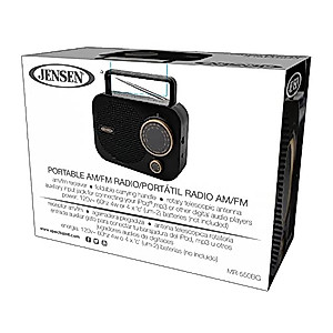Jensen MR-550 Gold Modern Portable AM/FM Radio, Vintage Retro Rotary Dial with Built in Speakers + Aux Line-in, Power Plug or 4 x ‘C’ Batteries - (Limited Edition)