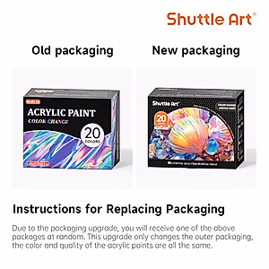 Shuttle Art Color Change Acrylic Paint, 20 Chameleon Colors Acrylic Paint, 60ml/2oz Bottles, Iridescent Paint for Artists, Beginners, Kids Painting & Crafting on Canvas, Rocks, Wood, Fabric, Ceramic