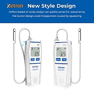 Xetron Multi-Use Temperature Humidity Data Logger with External Probe,32000 Points Reusable Recorder for Cold Chain, PDF Report, Calibration Certificate Elog10EH (1 Pack）Upgrade RC-5