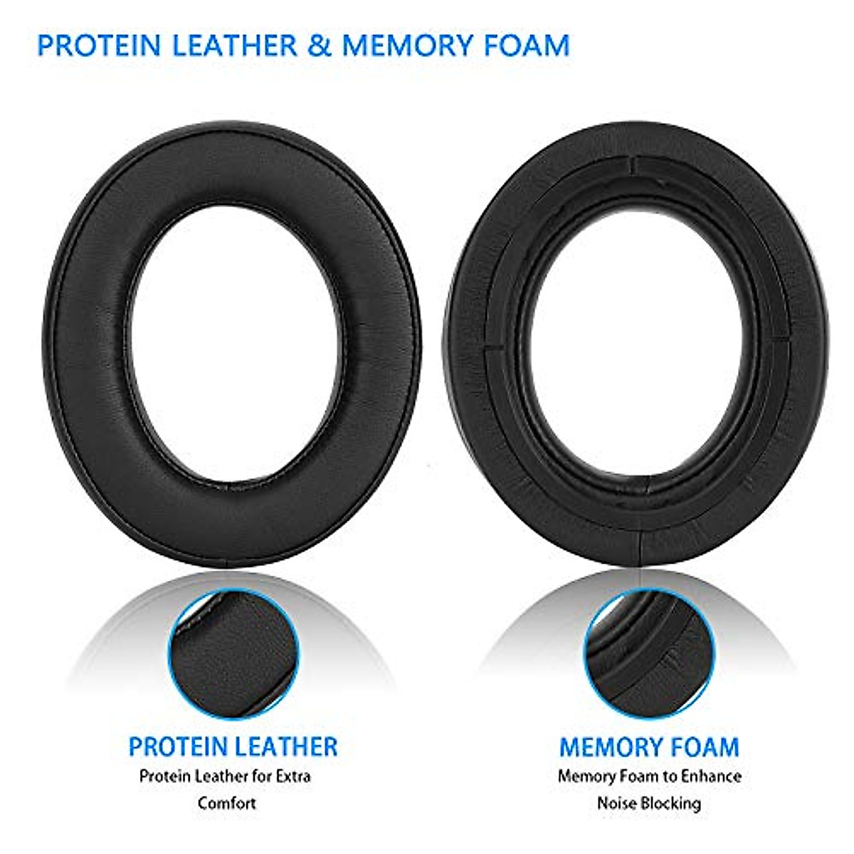 Jecobb Replacement Ear Pads Cushion Cover with Protein Leather & Memory Foam for Corsair HS70 PRO, HS60 PRO, HS50 PRO Headset ONLY – Oval (Black)
