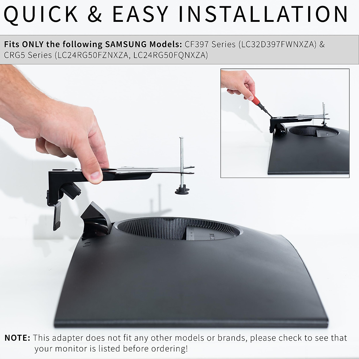 VIVO Quick Attach VESA Adapter Plate Bracket Designed for Samsung CF397 and CRG5 Monitors, 24 and 32 inch Full HD Curved Screens, MOUNT-SG03CF