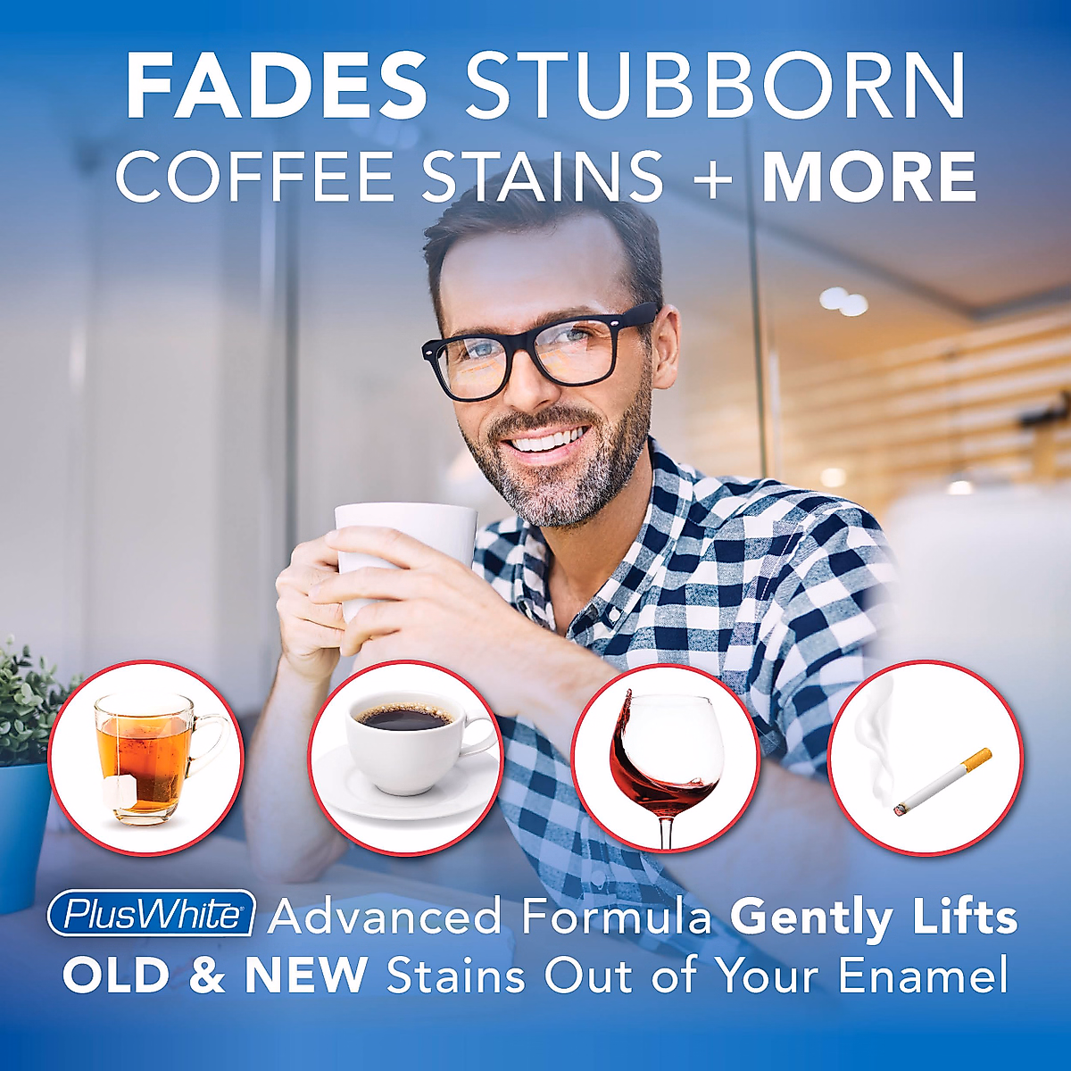 Plus White Coffee Drinker's Teeth Whitening Toothpaste - Removes Tooth Stains for Sensitive Teeth with Fluoride Cavity Protection & Tartar Control - Cool Mint Flavor (3.5 oz)