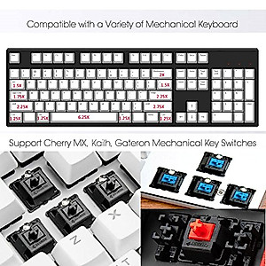 Seiorca 104 PBT Keycaps Double-Shot Backlit Keycap Set for Mechanical Keyboard with Key Puller (White)