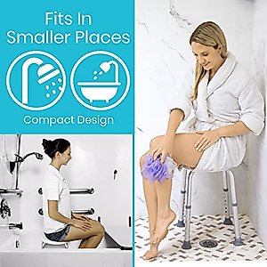 Vive Shower Stool for Inside Shower Waterproof - 21" Adjustable Bathroom Chair for Sitting, Shaving - Heavy Duty and Lightweight Safety Bench Seat for Elderly, Senior, Handicap and Disabled (250LBS)