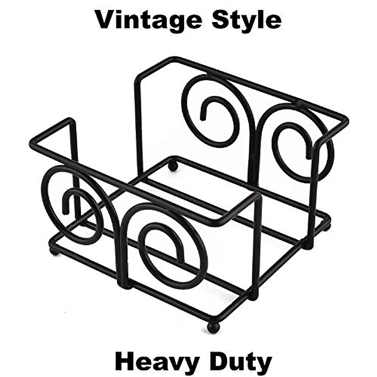 Kocent Vintage Coaster Holder Black Iron Metal Holder Storage Caddy for Both Round and Square Coasters Fit 4 to 9 Pieces Coasters,4.3 Inch (1)