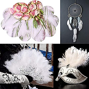Turkey Marabou Feathers for Crafts Dreamcatcher Fringe Trim Colored Feathers（100pcs White）
