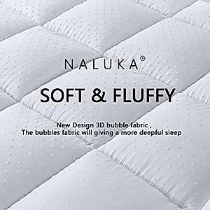 NALUKA Mattress Topper Full Size, Cooling Extra Thick Breathable Mattress Pad, 3D Bubble Soft Quilted Fabric Mattress Cover with 1200 GSM 3D Down Alternative Fill (8-21”Deep Pocket)