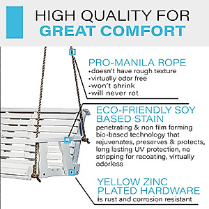 Porchgate Amish Heavy Duty 800 Lb Rollback Console Treated Porch Swing with Hanging Ropes (Semi-Solid White Stain)