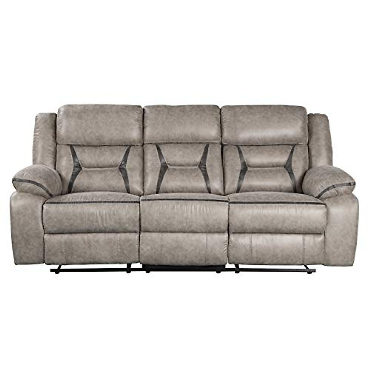 Roundhill Furniture Elkton Manual Motion Reclining Sofa and Loveseat with Storage Console, Taupe