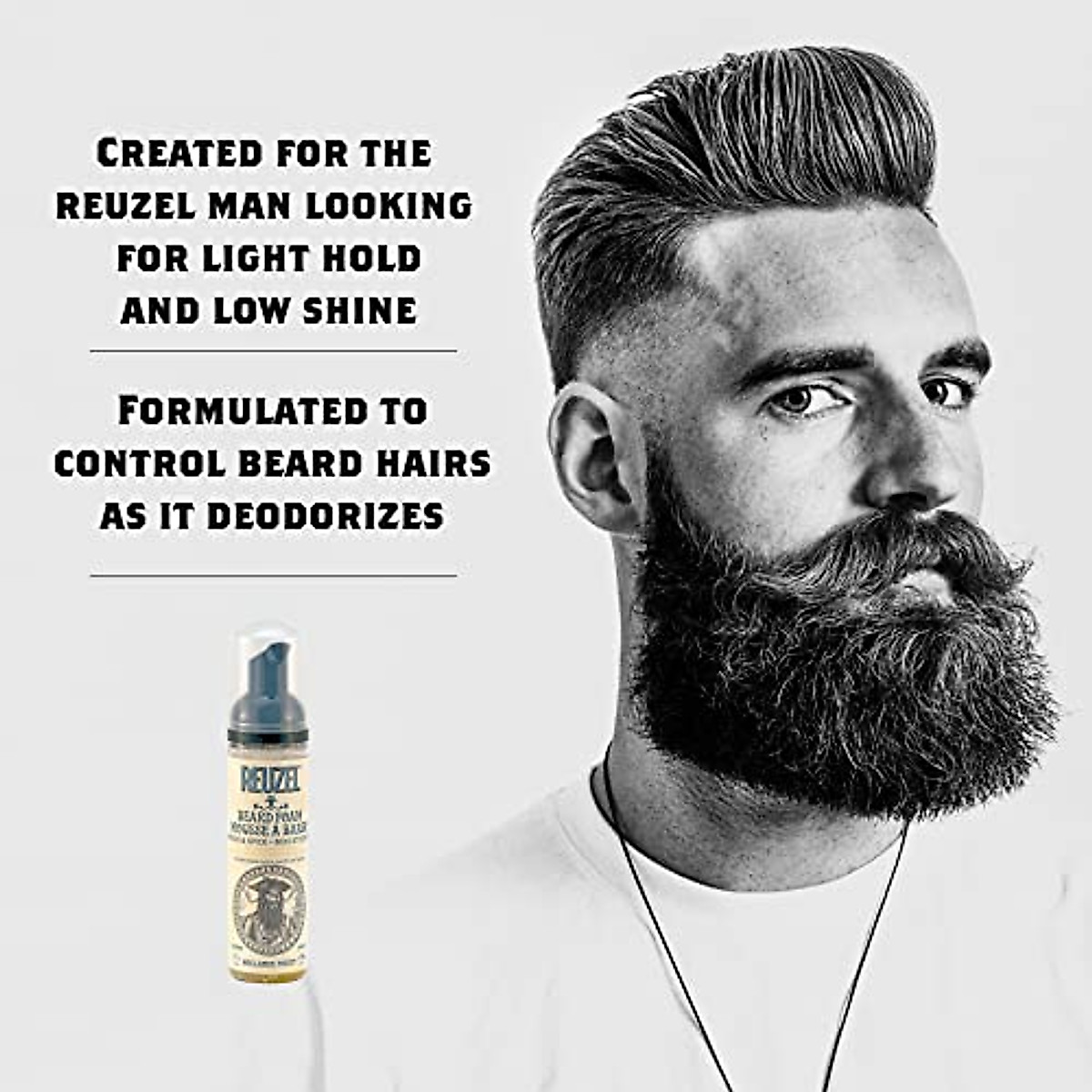 Reuzel Wood and Spice Beard Foam, Deodorizes Beard, 2.36 oz