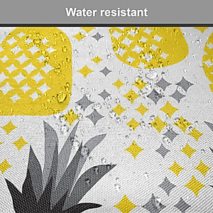 Ambesonne Exotic Chair Seating Cushion Set of 4, Pineapples Tropic Accents Coastal Theme Beach Island Fruit Kitchen Graphic, Anti-Slip Seat Padding for Kitchen & Patio, 16"x16", Yellow Grey Black