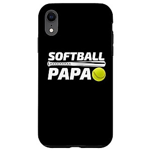 iPhone XR Softball Papa For Men Family Matching Yellow Softball Papa Case