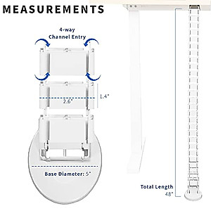 VIVO Vertebrae Cable Management Kit, Height Adjustable Desk Quad Entry Wire Organizer, White, DESK-AC01C-W
