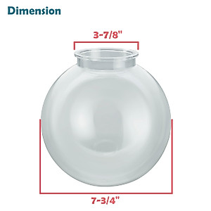 Aspen Creative 28002-60-41, 7-3/4" Clear Acrylic Replacement Lamp Post Globe with 3-7/8" Neck