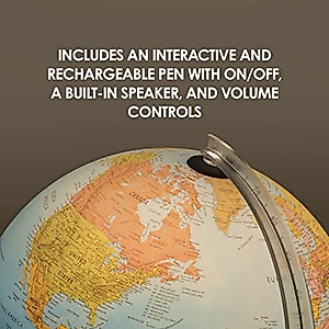 Waypoint Geographic Parlamondo Interactive Talking Globe, 12" Diameter Illuminated Globe, Smart World Globe with Games, Rechargeable Talking Pen, USB Cord and Power Plug Included,Blue