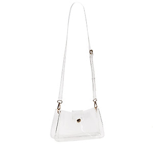 LAM GALLERY Women's PVC Clear Purse See Through Designs Chain Handbag for Working Sports Stadium Approved Clear Bag- Resin Chain