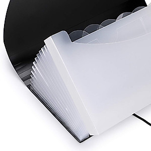 BTSKY Expanding File Folder-Hand-held 13 Pockets Organizer Folder PP Wallet Organizer for Cards, Receipts, Coupons and Tickets(Black)