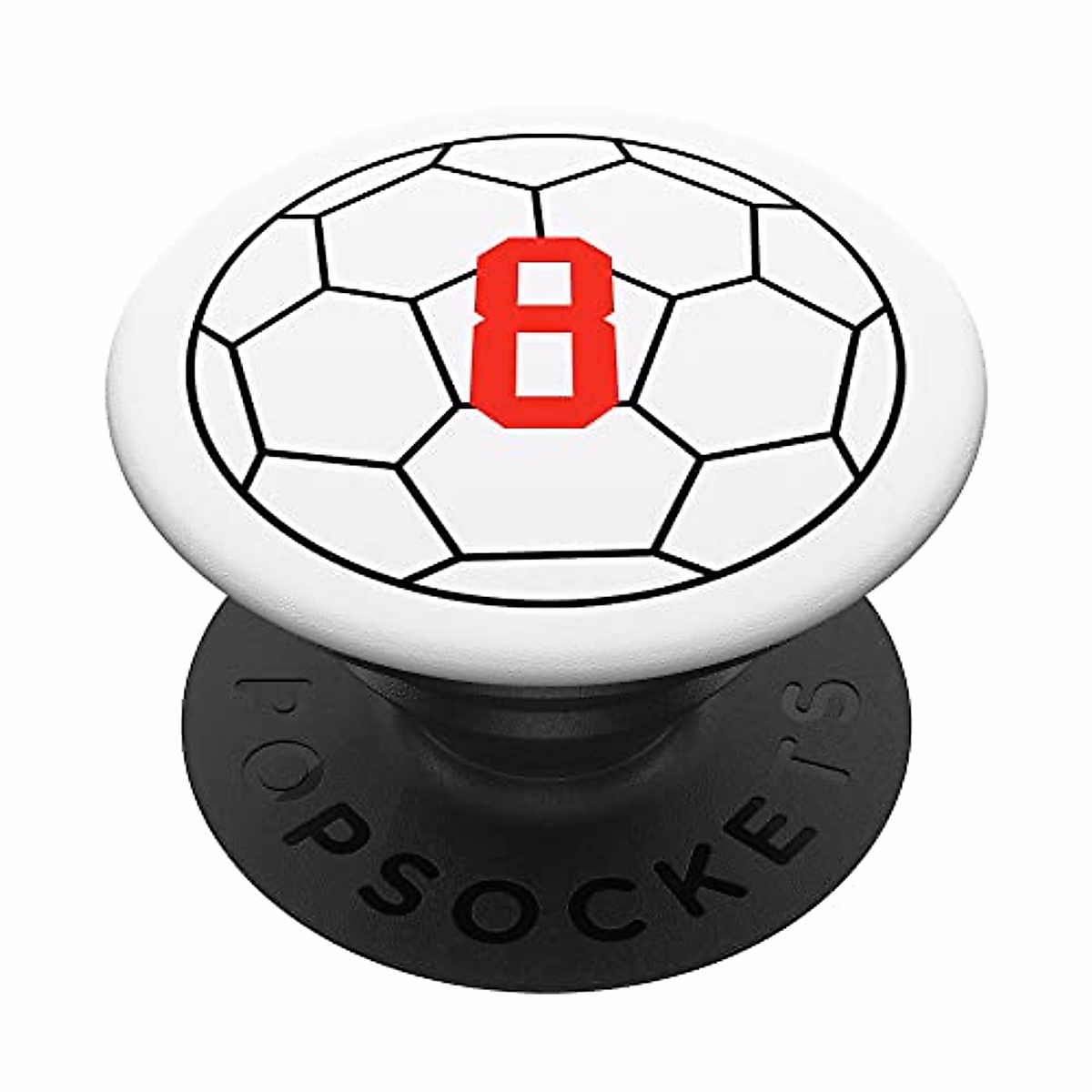 Number #8 Red Soccer Ball Number 8 PopSockets Swappable PopGrip