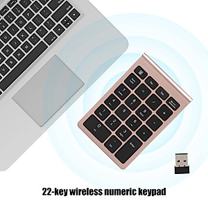 22 Keys Numeric Keypad, Number Pads BT Number Pad 22 Keys BT Number Pad for Laptop Pc Desktop Notebook (Rose Gold)