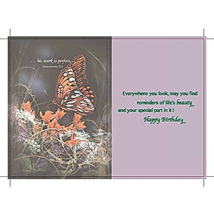 Gracefully Yours Blessed Birthday Greeting Cards Featuring Butterflies by Artist Larry Martin, 12, 4 Designs/3 Each with Scripture Message