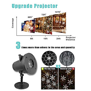 Christmas Projector Lights Outdoor Decorations, KITASST Upgrade Led Xmas Halloween Snowfall Santa Projection Lamp, Waterproof Landscape Lighting for Party Garden Holidays House Indoor Outside(Black)