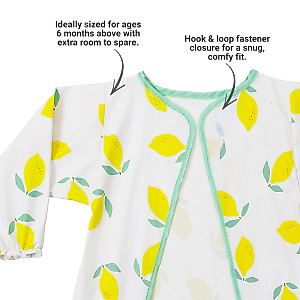 BabyToLove Smart Smock | Waterproof Coverall | Stay Clean, Mom’s Favorite | Mealtime and Activity Coverup | Happy Lemon