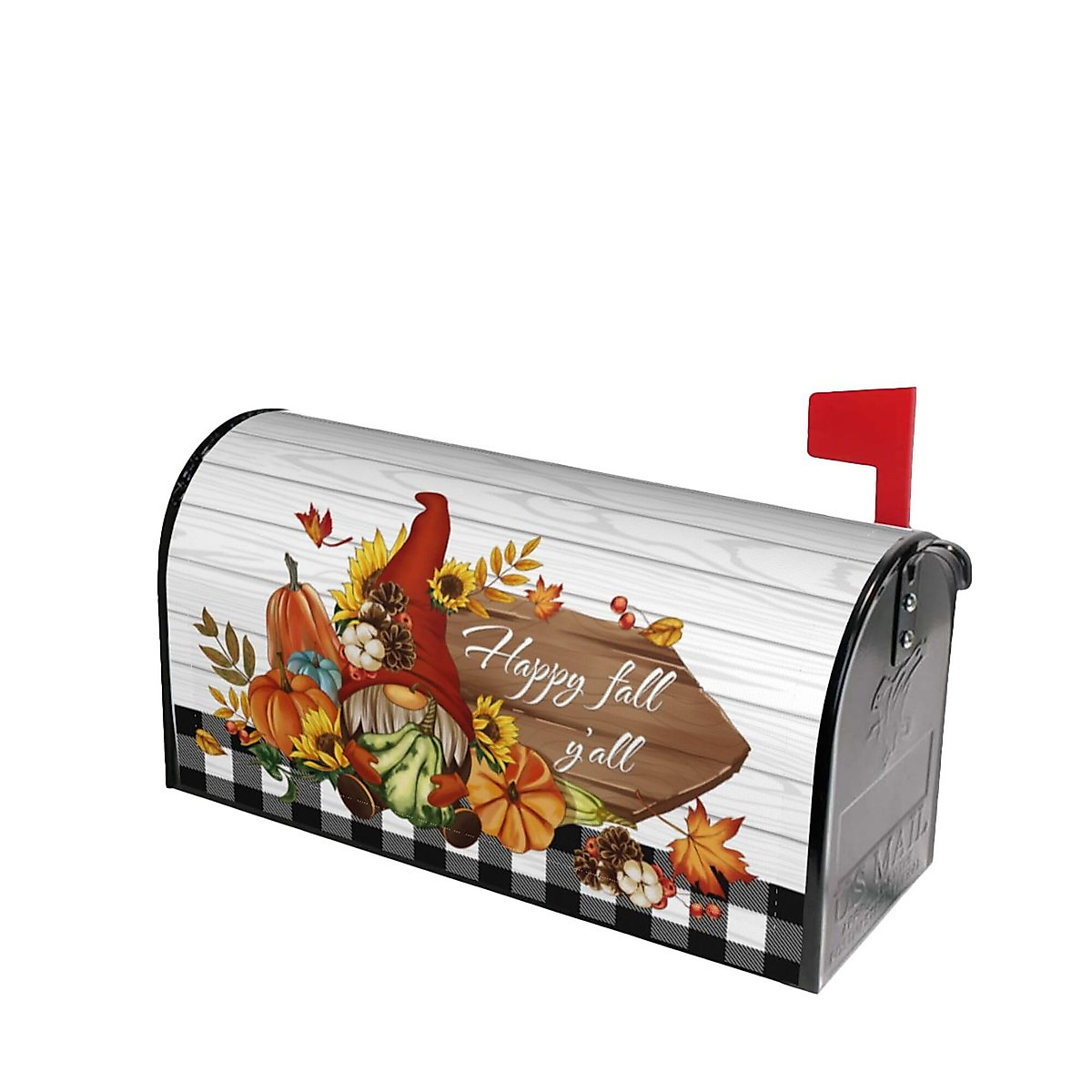 Fall Mailbox Covers Gnome Pumpkin Maple Magnetic Waterproof Post Box Cover Happy Fall Y'all Wraps Post Letter Box Cover Garden Decor Standard Size 18" X 21"in