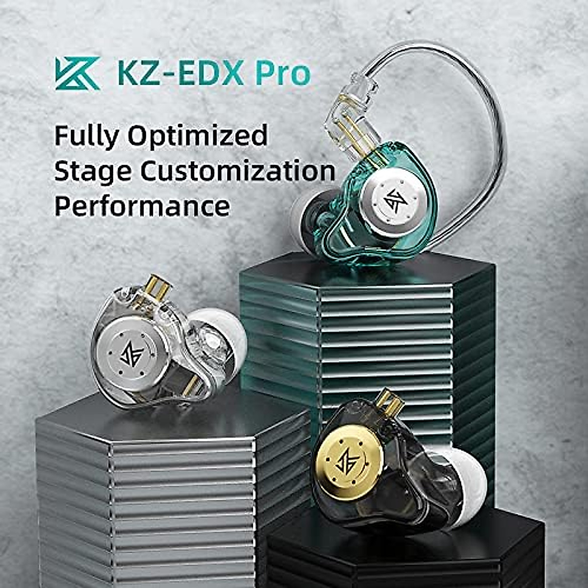 KZ EDX PRO in-Ear Headphone IEMs Stereo Bass Earbuds Wired 3.5mm Plug & 2pin Detachable Cable,Noise Isolating in-Ear Earphones with Microphone for Musician,Singer,Guitarist,Church(Black with Mic)