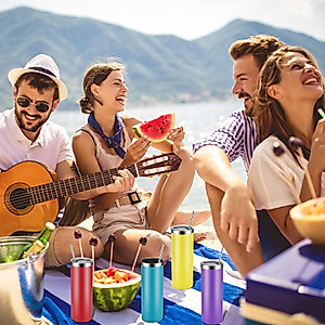 Skinny Tumblers Bulk 20 oz Stainless Steel with Lids and Straws Blank Slim Insulated Cup Double Layer Water Cups for Travel, DIY(Green, Yellow, Purple, Red,8 Pcs)