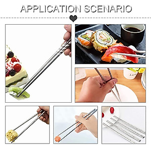 8 Pairs Reusable Chopsticks Stainless Steel Metal Chop Sticks Finger Multipack Threaded Japanese Chinese Korean Chopstick Dishwasher-Safe